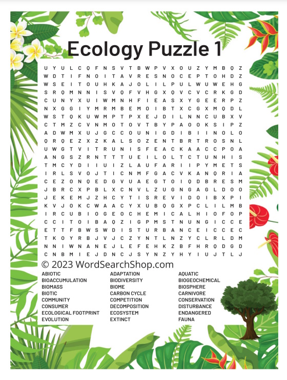 Printable Ecology Word Searches For Free - Word Search Shop